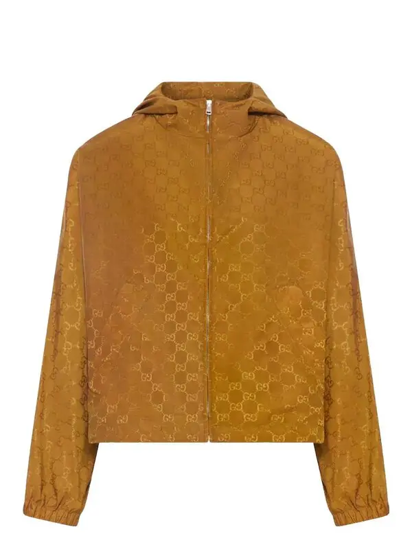 Gucci Gg-motif Hooded Jacket - Brown
