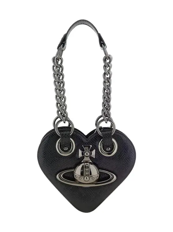 VIVIENNE WESTWOOD Juliet Heart Leather Shoulder Bag - Black