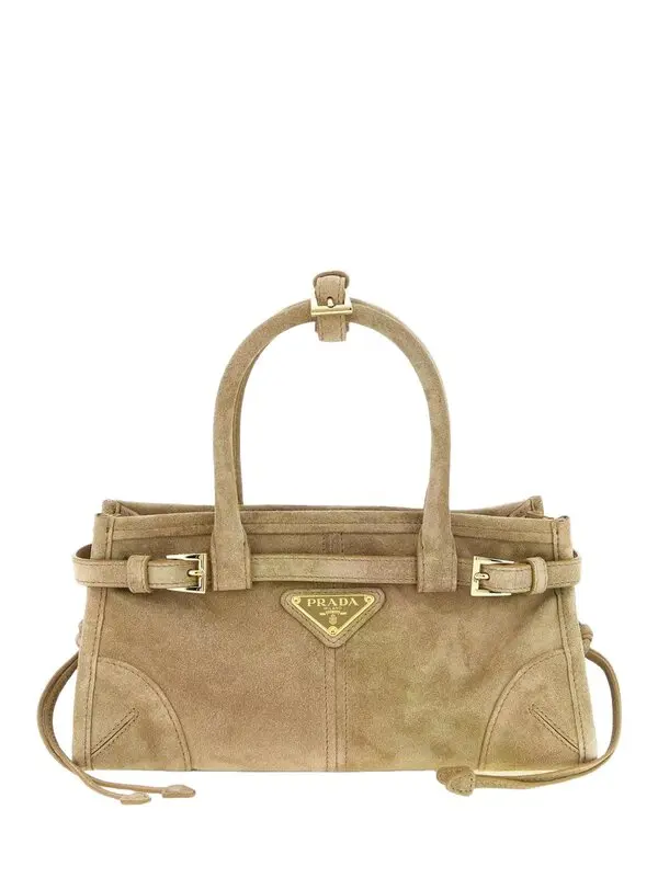 Prada Mini Suede Bonnie Tote Bag - Neutrals