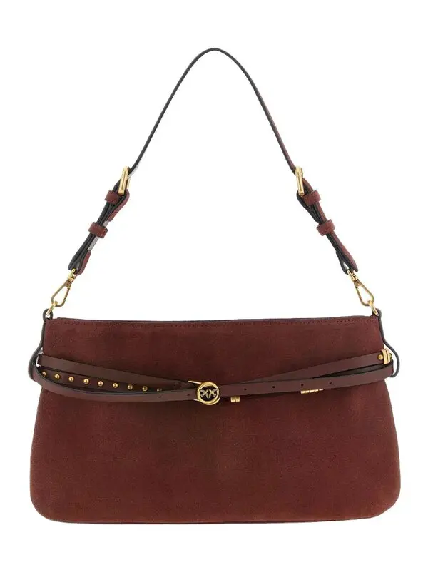 Pinko Medium Suede Shoulder Bag - Red