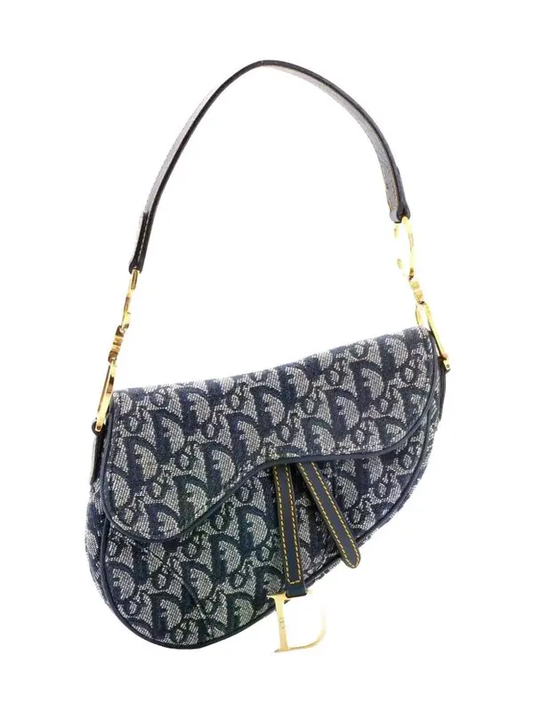 Dior Vintage Diorissimo Canvas Small Saddle Bag - Blue