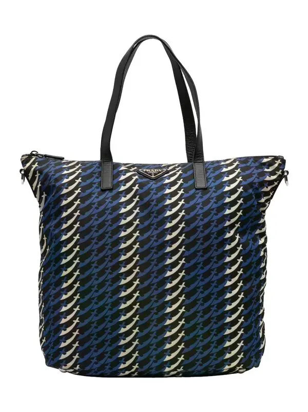 Prada 2013-2025 Tessuto Stampato Satchel - Blue