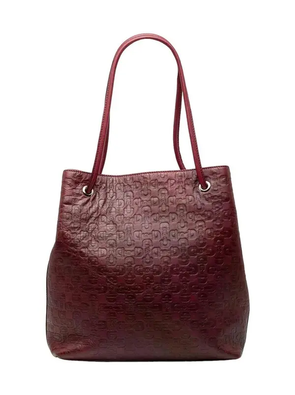 Gucci Horsebit Embossed Leather Gifford Tote - Red