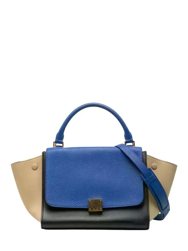 Celine 2015 Medium Tricolor Leather Trapeze Satchel - Black