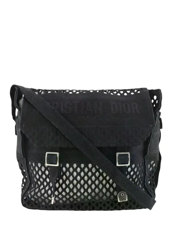 Dior Embroidered Mesh Canvas Diorcamp Messenger Bag - Black