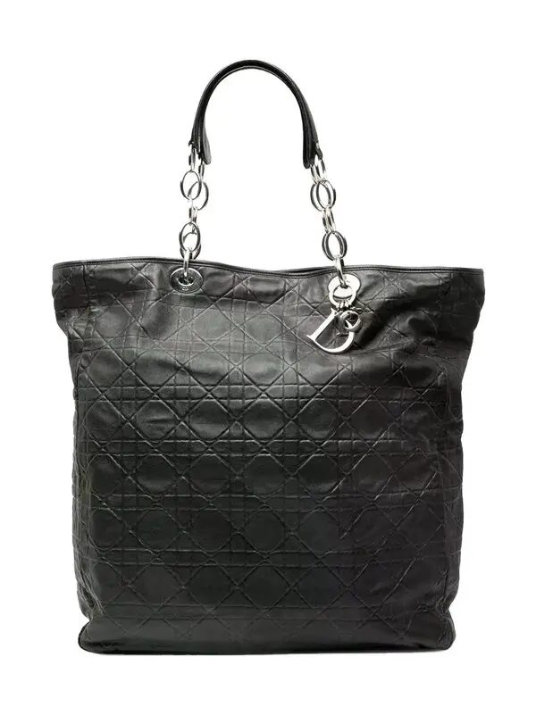 Dior 2008 Large Lambskin Cannage Lady Soft Shopping Tote Bag - Black
