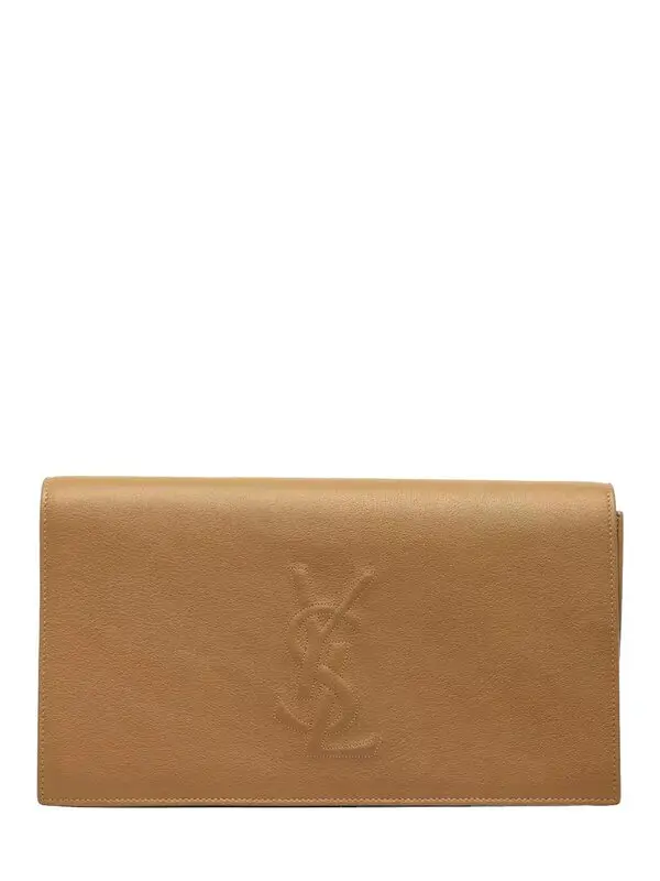Saint Laurent 2016 Large Calfskin Monogram Belle De Jour Clutch - Brown