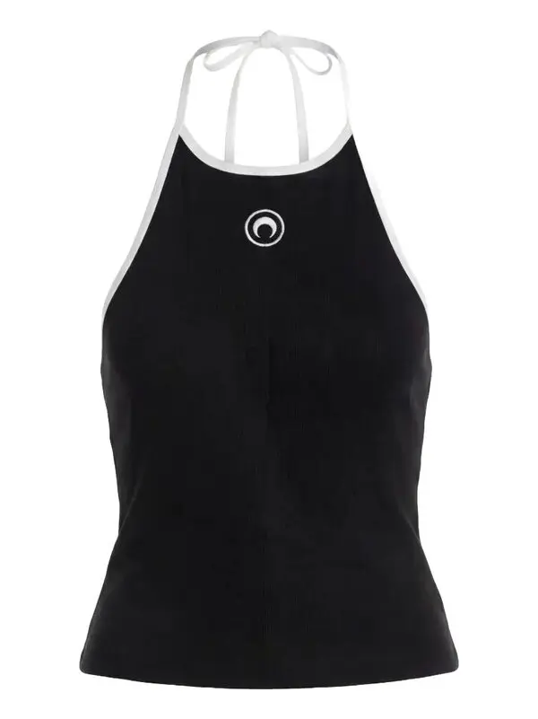 MARINE SERRE Moon Logo Bicolor Jersey Tank - Black