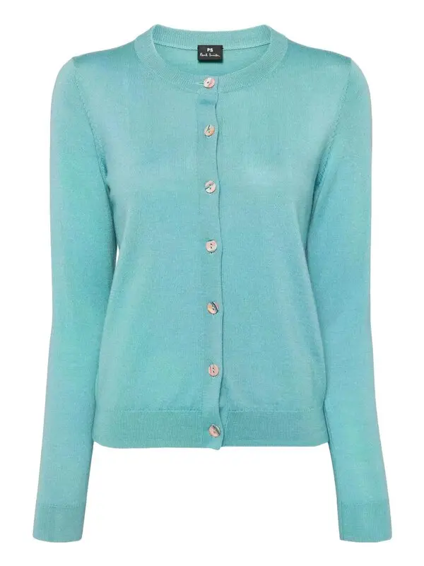 Paul Smith Ribbed-edge Wool Cardigan - Blue