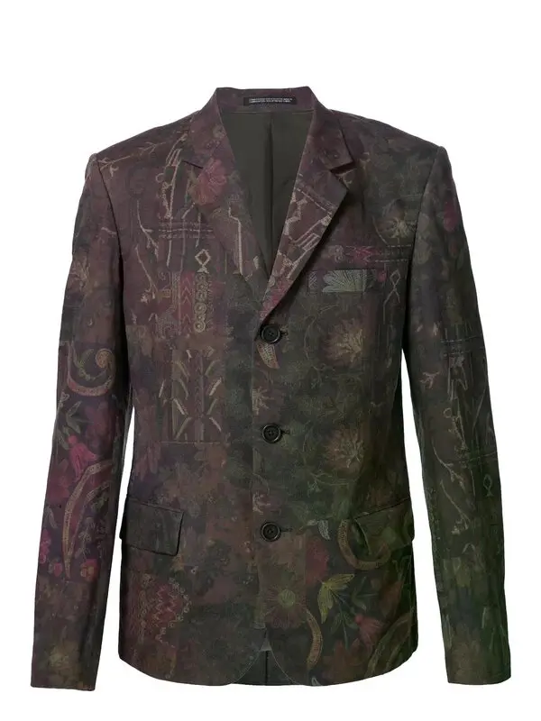 Yohji Yamamoto Floral Print Blazer - Brown