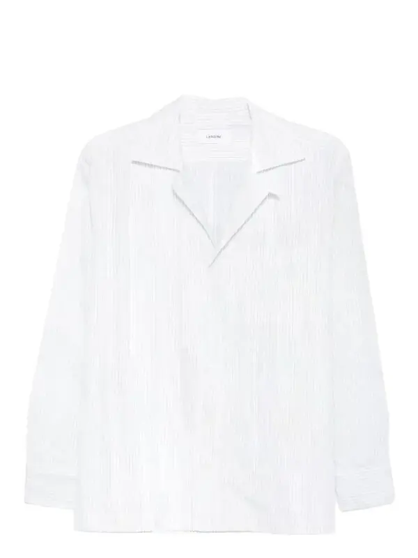 LARDINI Paul Striped-pattern Chest-pocket Shirt - White