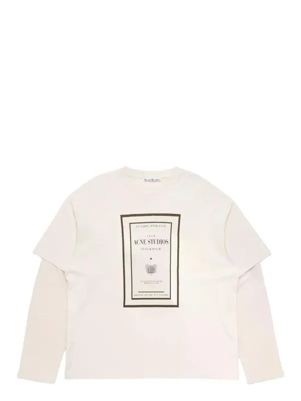 Acne Studios Layered-effect Graphic-print T-shirt - Neutrals