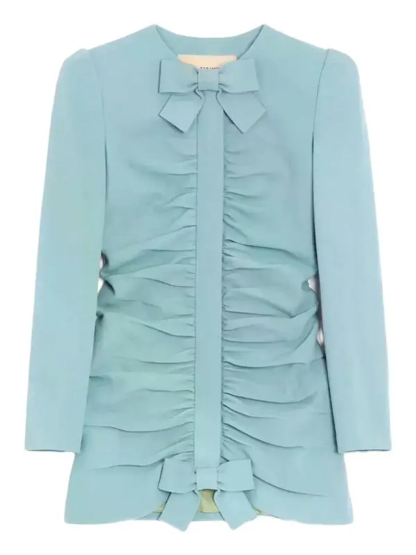 Valentino Garavani Bow-detail Ruched Jacket - Blue