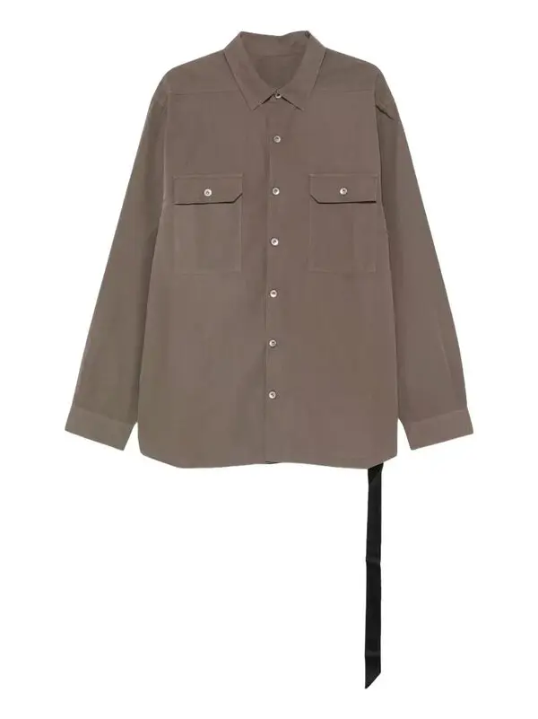 Rick Owens Flap-pocket Shirt With Ribbon Detail - Brown