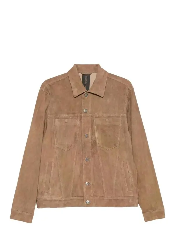 GIORGIO BRATO Beige Leather Button-up Jacket - Neutrals