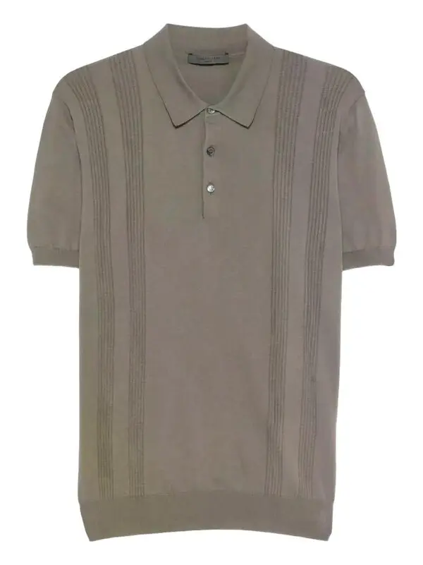 Corneliani Striped Knit Polo Shirt - Grey