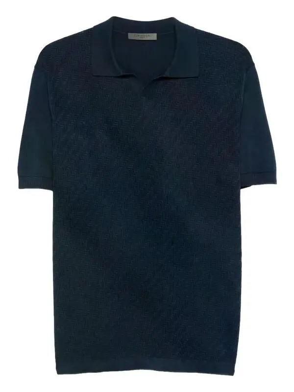 Corneliani Textured Polo Shirt - Blue