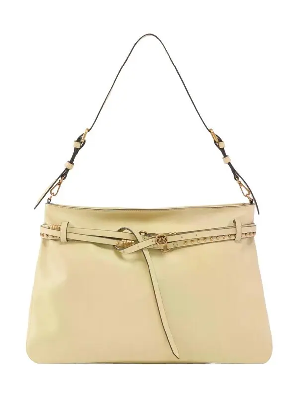 Pinko Studded Leather Shoulder Bag - Neutrals