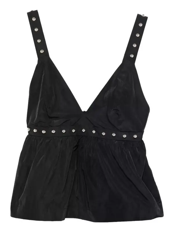 Liu Jo Stud-embellished V-neck Top - Black