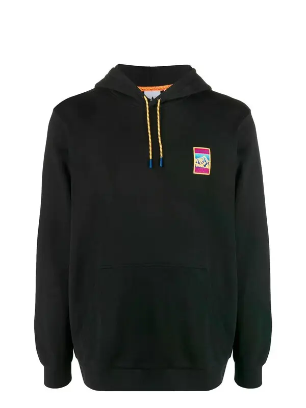Adidas Logo Patch Drawstring Hoodie - Black