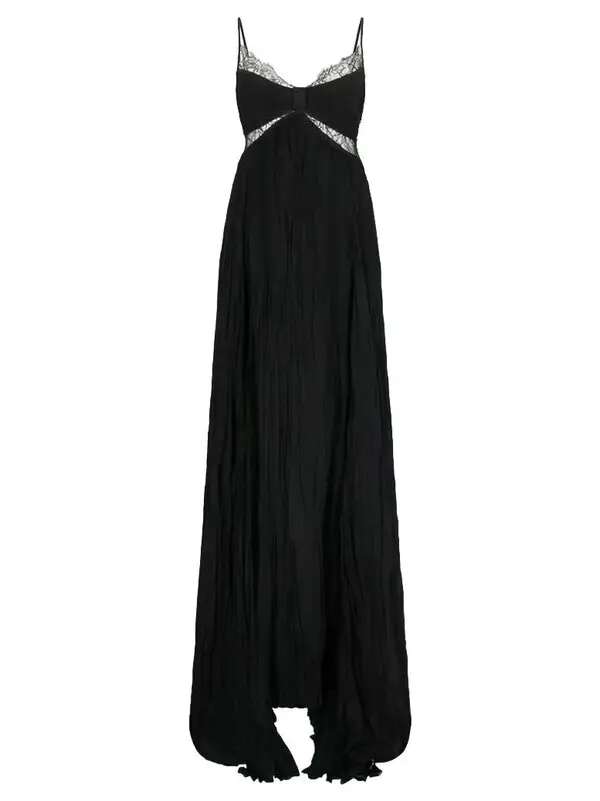 Blumarine Lace Trim Pleated Dress - Black