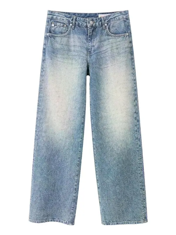 Ag Adria Embellished Wide-leg Jeans - Blue