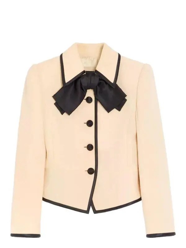 Valentino Garavani Wool Crepe Cropped Jacket - Neutrals