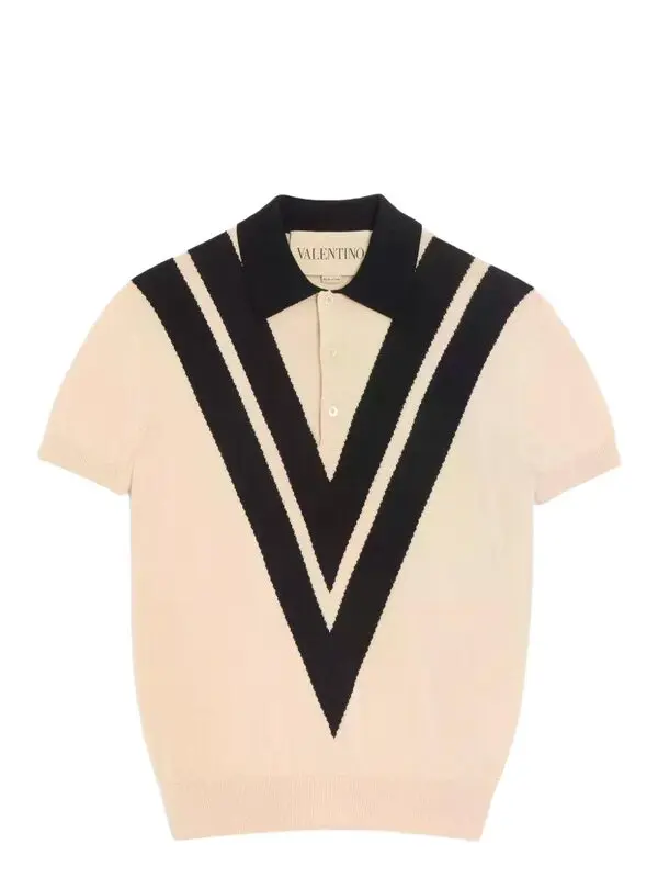 Valentino Garavani Cotton Polo With Inlaid V - Neutrals