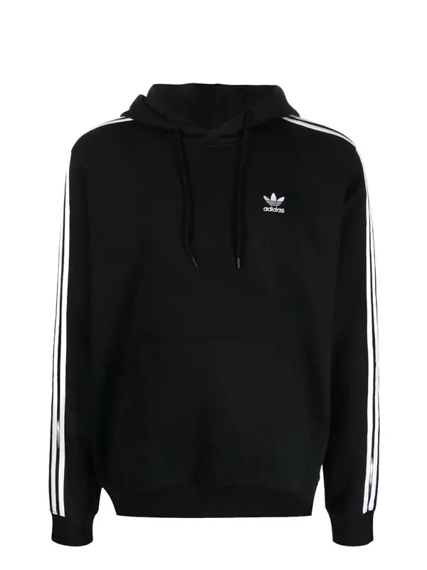 Adidas Trefoil-logo Drawstring Cotton Hoodie - Black