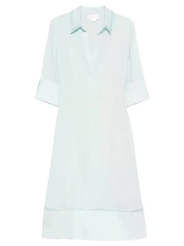 GENNY V-neck Stitch Midi Dress - Blue