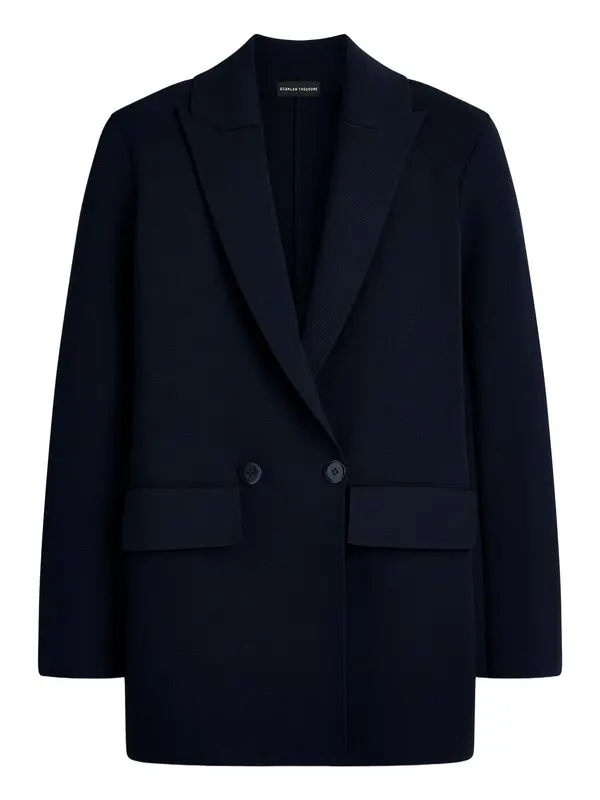 Scanlan Theodore Crepe Knit Tailored Jacket - Navy