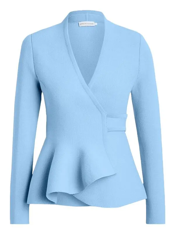 Scanlan Theodore Crepe Knit Wrap Jacket - Pale.blue