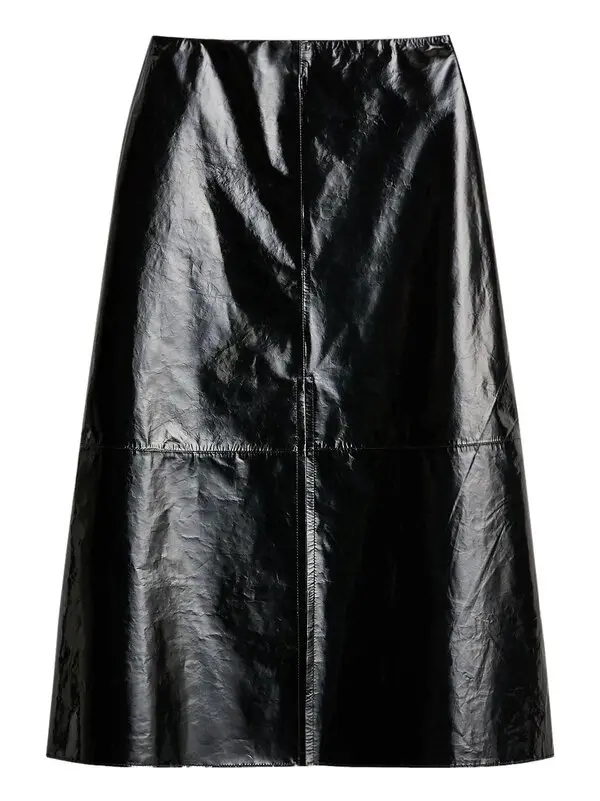 Scanlan Theodore Leather Draped Skirt - Black