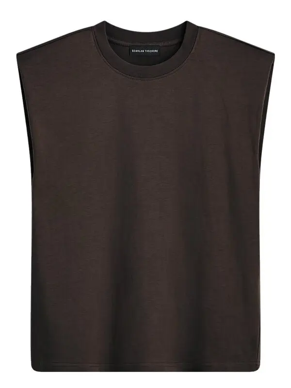 Scanlan Theodore Mercerised Cotton Sleeveless T-shirt - Chocolate