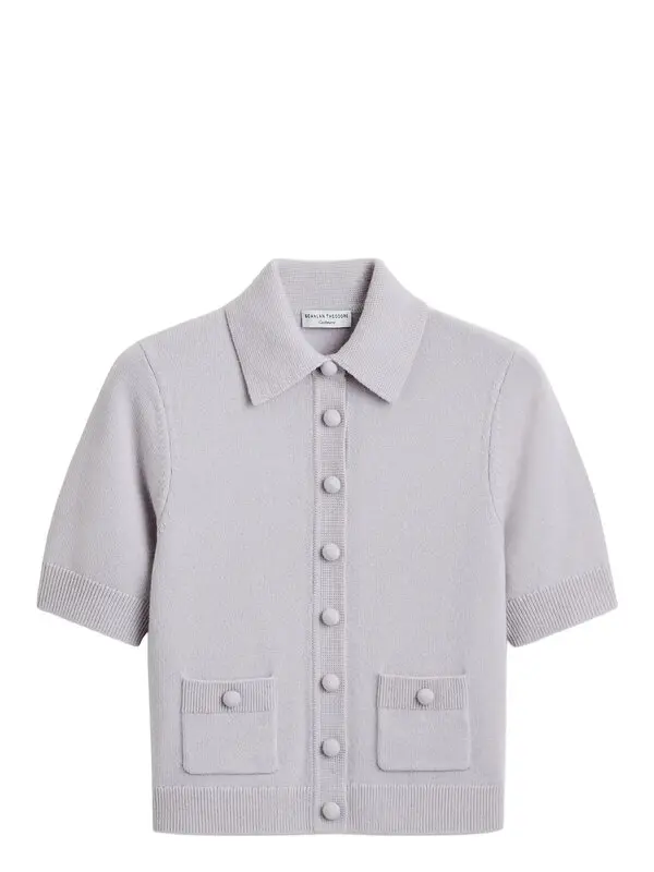 Scanlan Theodore Cashmere Short Sleeve Cardigan - Mink