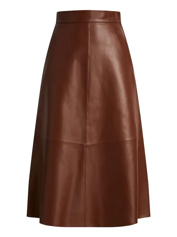 Scanlan Theodore Leather Long Skirt - Tan