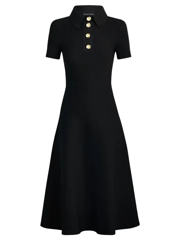 Scanlan Theodore Crepe Knit Shirt Dress - Black