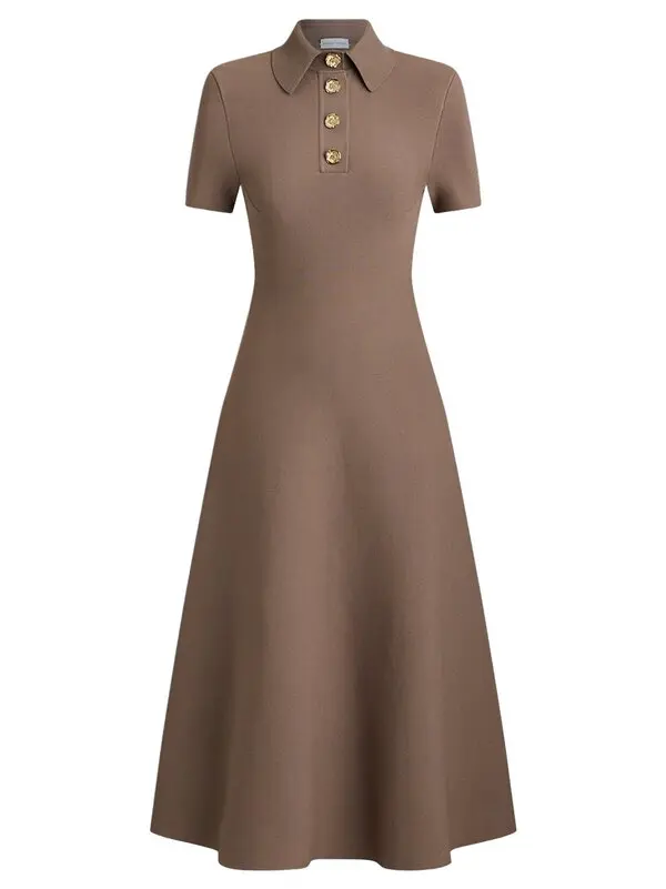 Scanlan Theodore Crepe Knit Poppy Shirt Dress - Whiskey
