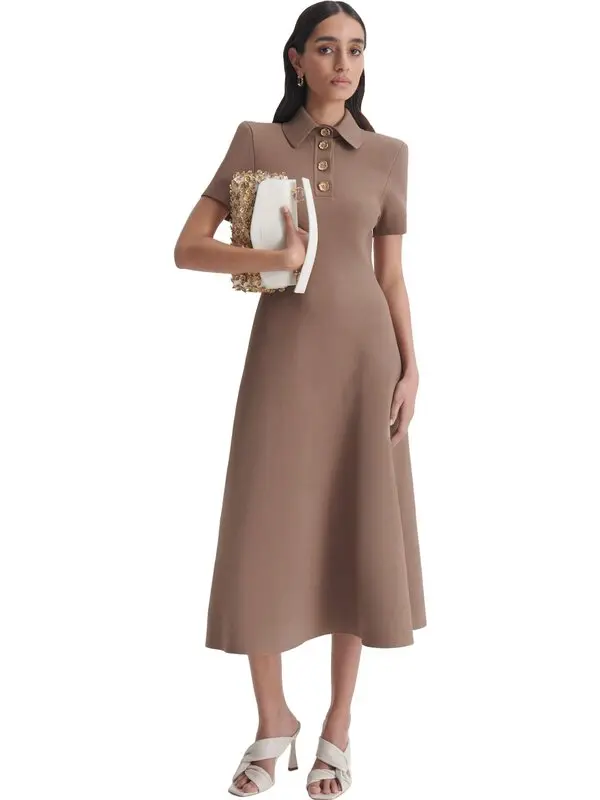 Scanlan Theodore Crepe Knit Poppy Shirt Dress - Whiskey