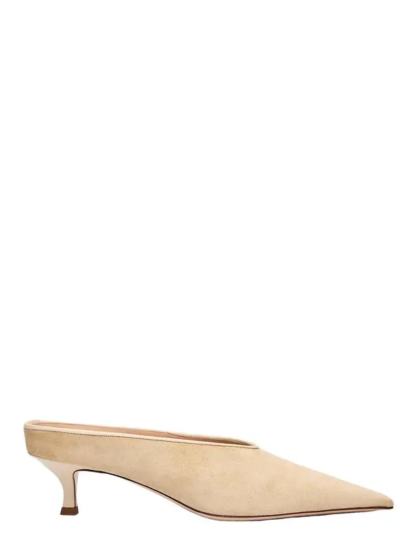 Scanlan Theodore Suede Slides With Kitten Heel - Camel