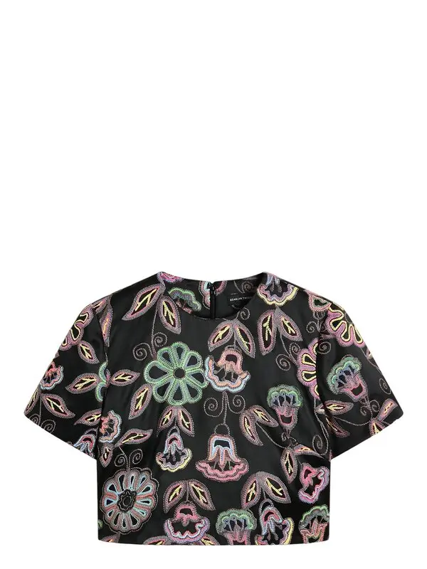 Scanlan Theodore Printed Satin Short Sleeve Top - Multi