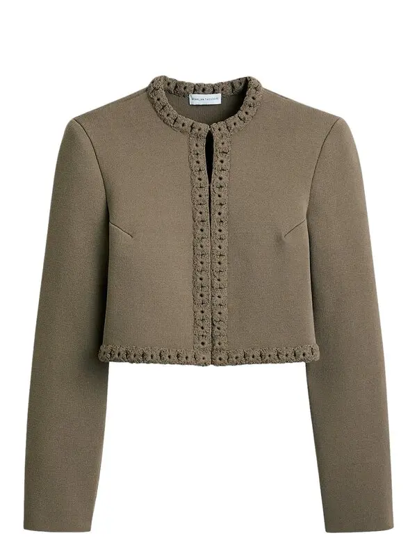 Scanlan Theodore Crepe Knit Crochet Jacket - Army