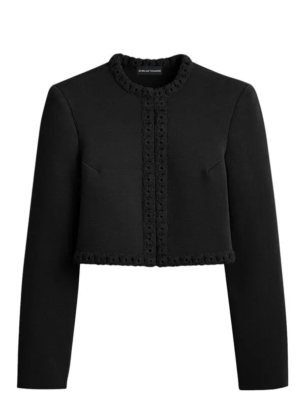Scanlan Theodore Crepe Knit Crochet Jacket - Black
