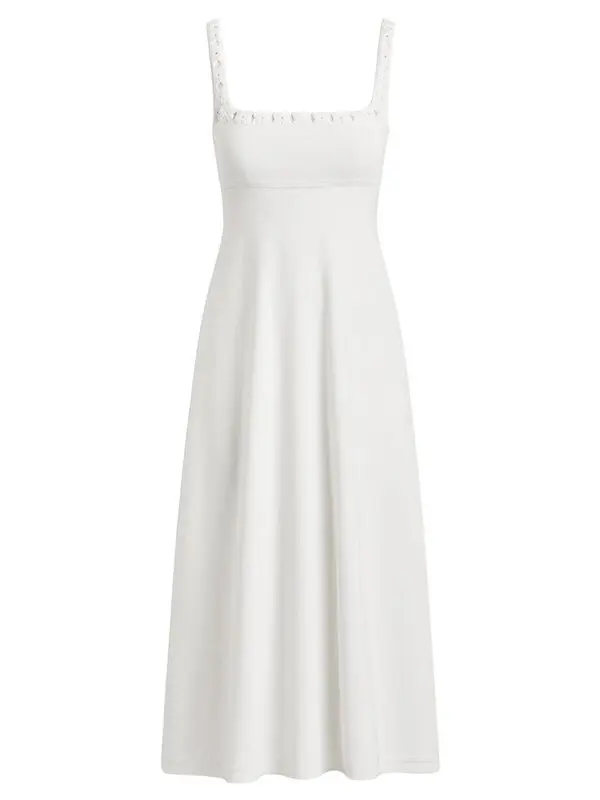 Scanlan Theodore Crepe Knit Daisy Neck Dress - Cream