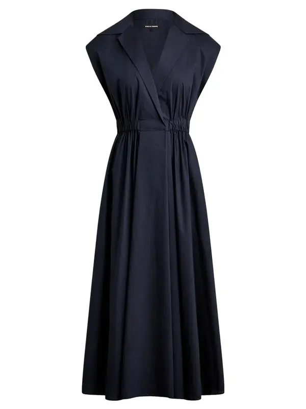 Scanlan Theodore Parachute Cotton Cap-sleeve Midi Dress - Navy