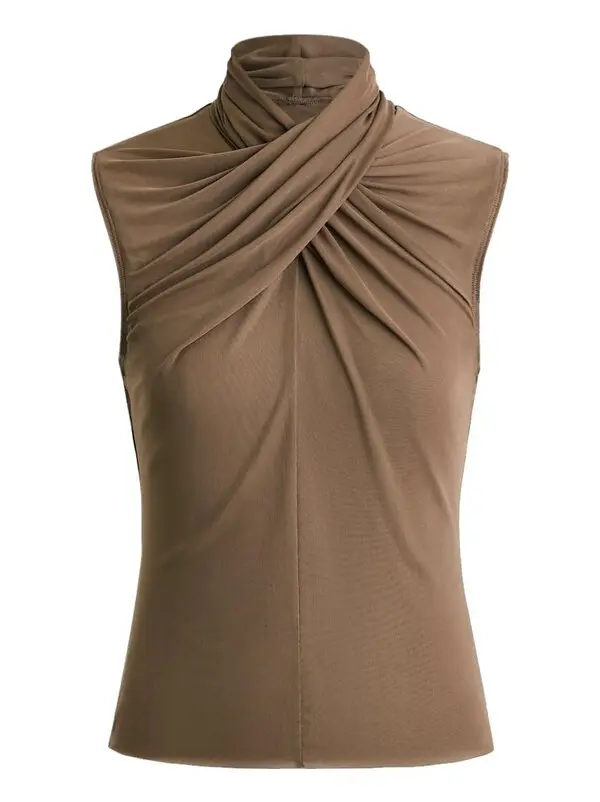 Scanlan Theodore Mesh Turban Sleeveless Top - Camel