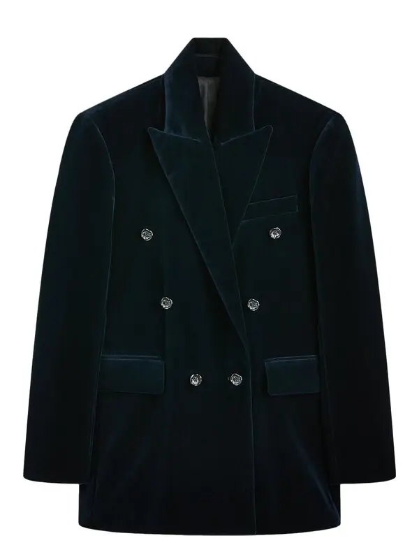 Scanlan Theodore Velvet Double Breasted Jacket - Navy