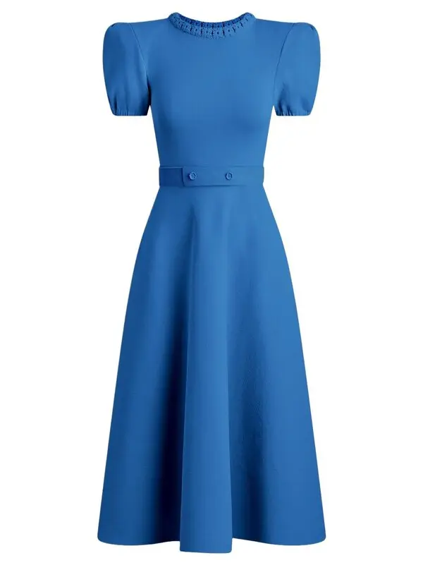 Scanlan Theodore Crepe Knit Gather Sleeve Dress - Agean.blue