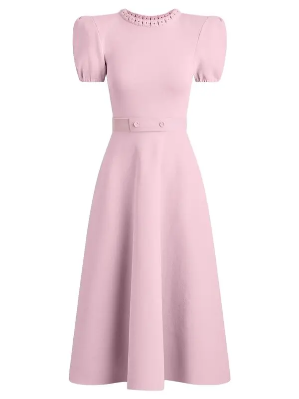 Scanlan Theodore Crepe Knit Gather Sleeve Dress - Pink