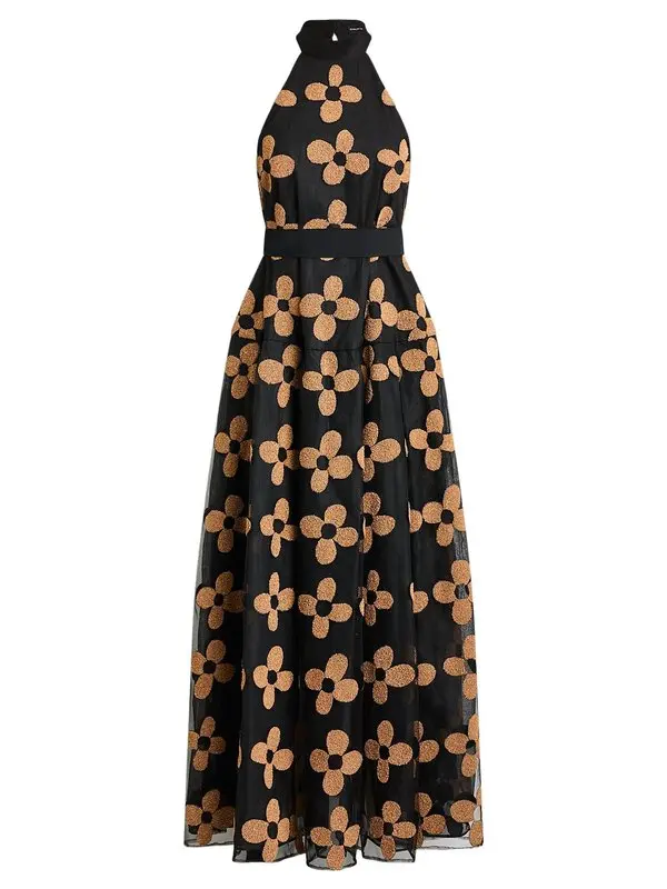 Scanlan Theodore French Couture Floral Gown - Black
